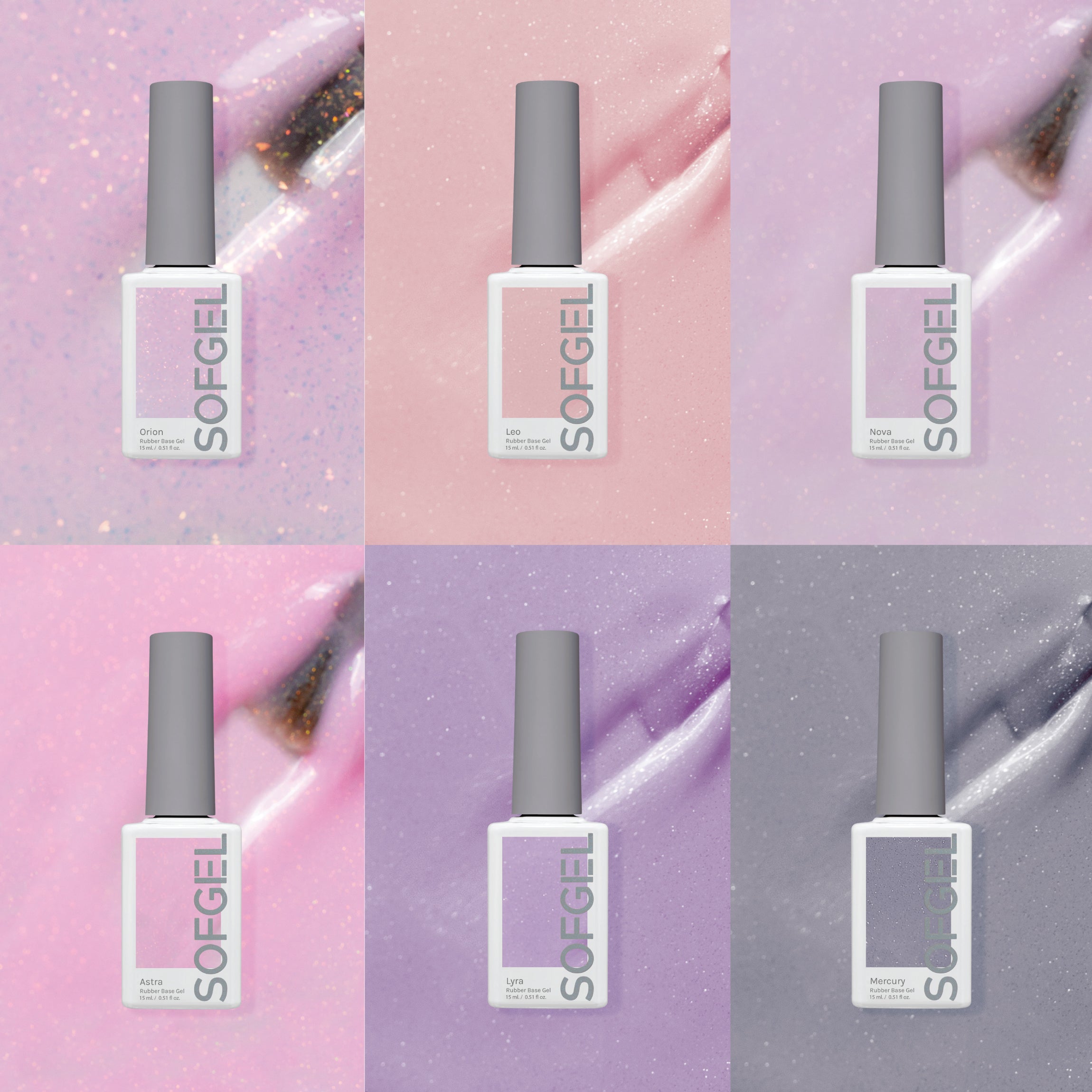 Cosmic Rubber Base Gel - Set of 6 Colors – SOFGEL